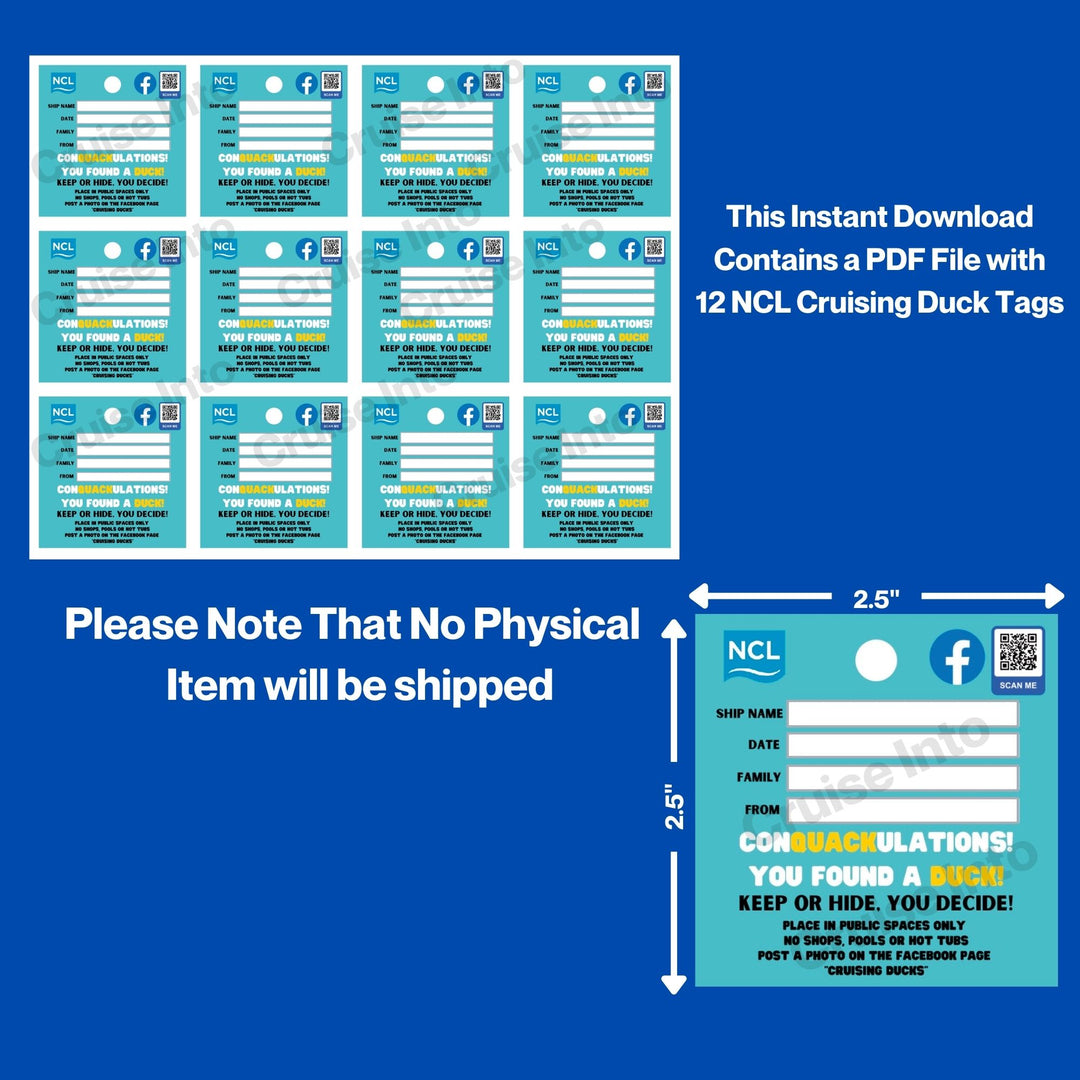 Norwegian Cruising Duck Tags Printable Digital Download | Cruise Into