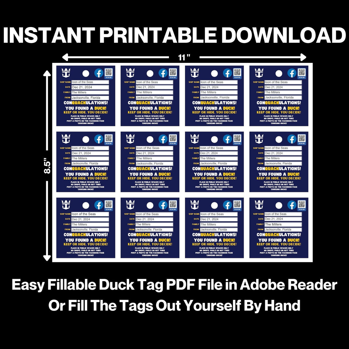 Royal Caribbean Cruising Duck Tags Printable Digital Download – Cruise Into