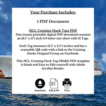 Norwegian Cruising Duck Tags Printable Digital Download – Cruise Into